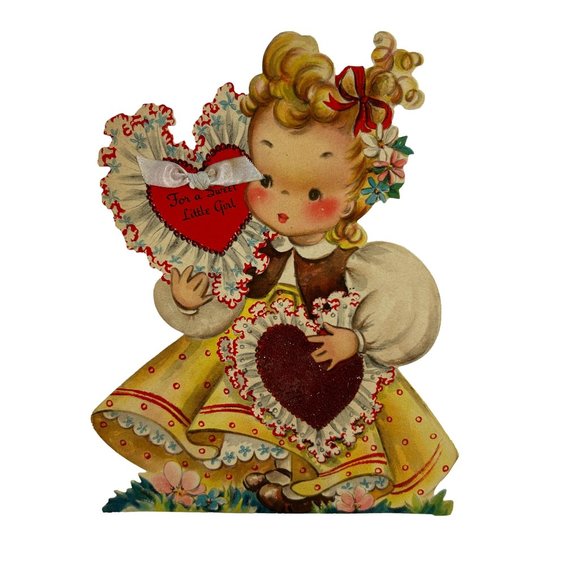 Hallmark | Office | Vintage 94s Stand Up Valentines Greeting Card Girl ...